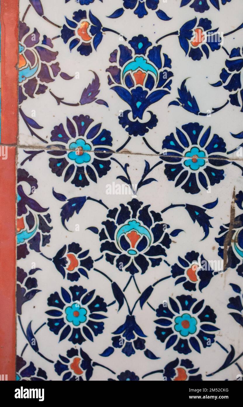 Ottoman ancient Handmade Turkish Tiles with floral patterns Stock Photo ...