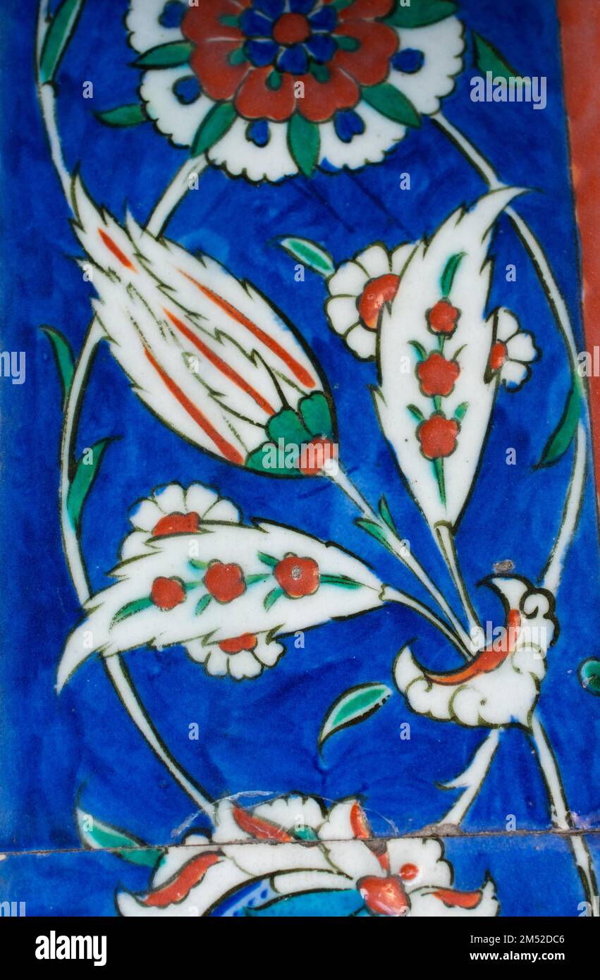 Ottoman ancient Handmade Turkish Tiles with floral patterns Stock Photo ...