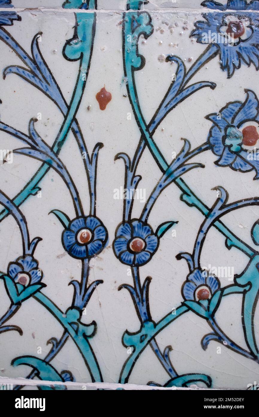 Ottoman ancient Handmade Turkish Tiles with floral patterns Stock Photo ...