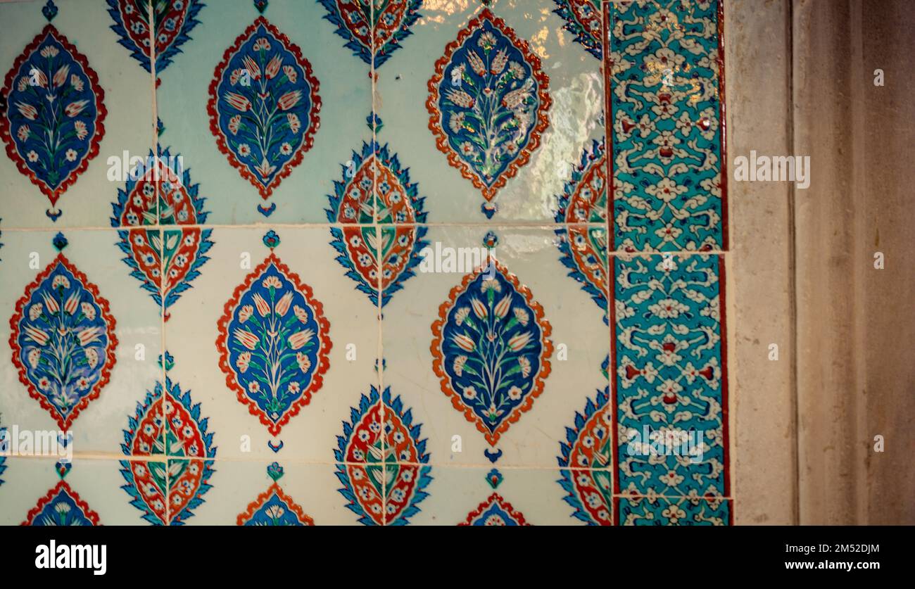 Ottoman ancient Handmade Turkish Tiles with floral patterns Stock Photo ...