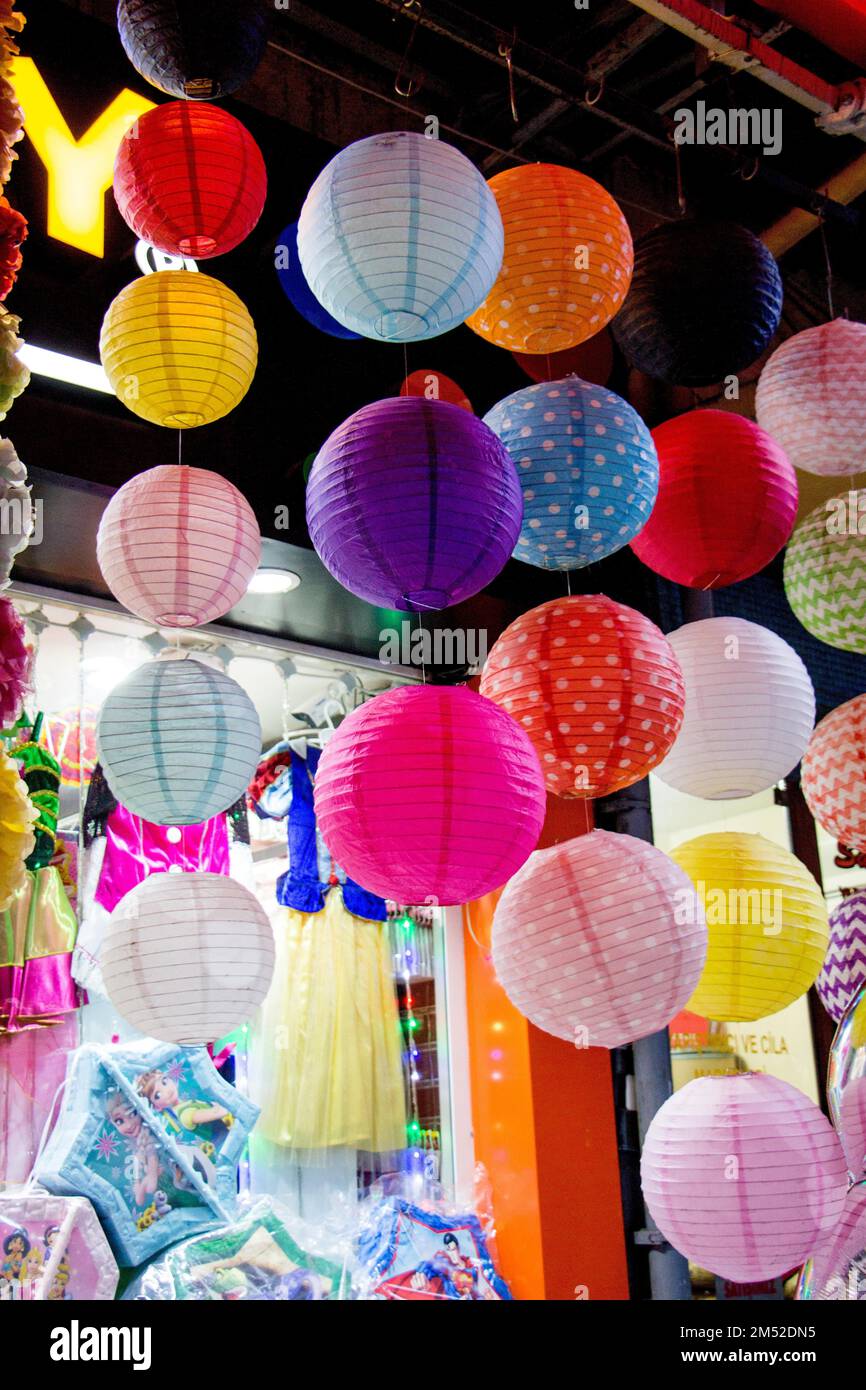 Colorful paper lantern outdoor in the marketplace Stock Photo - Alamy