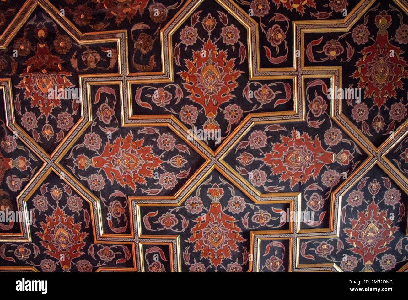 Ottoman Turkish art with geometric patterns on wood Stock Photo - Alamy
