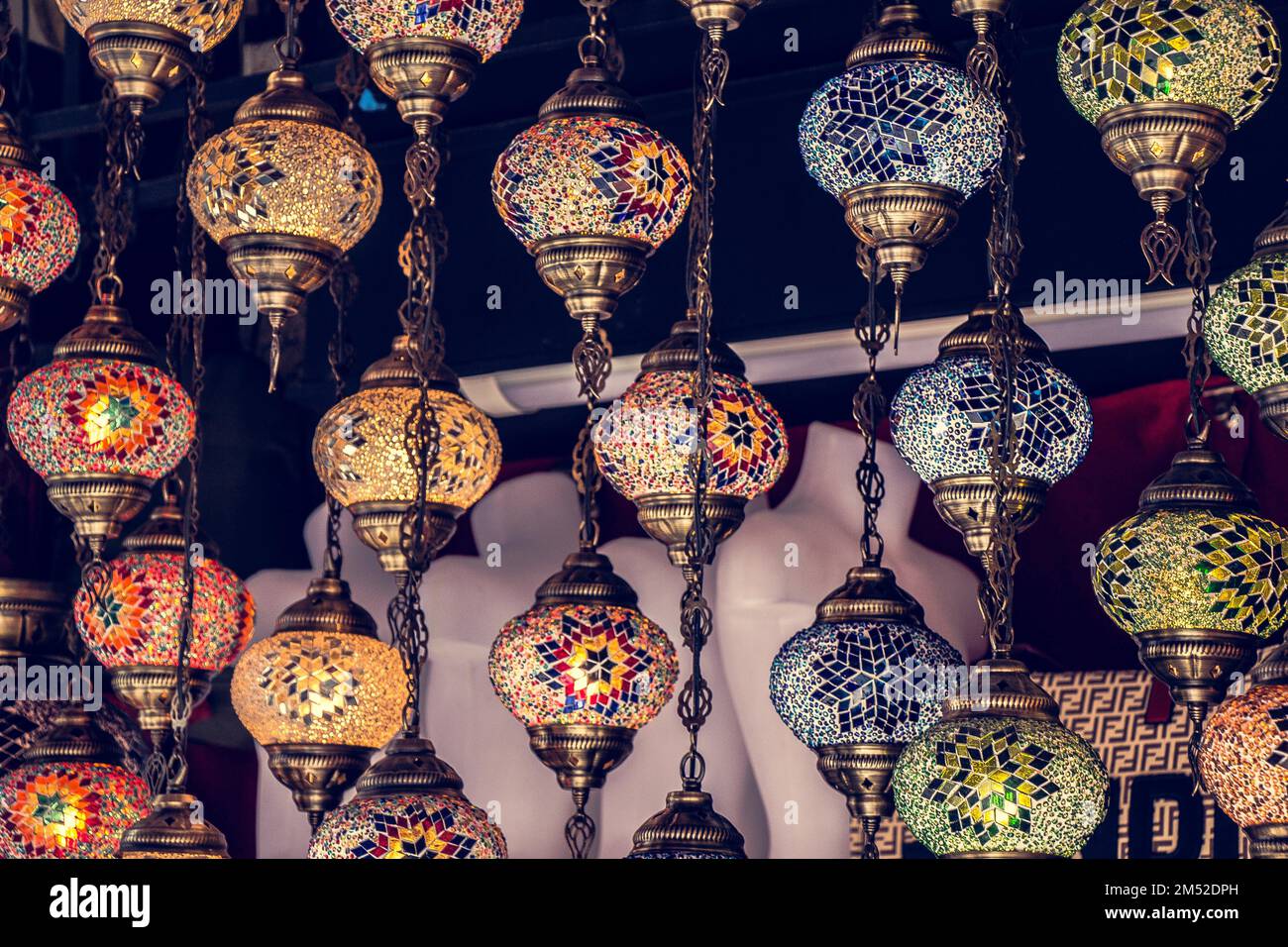 Mosaic Ottoman lamps from Grand Bazaar in Istanbul Stock Photo - Alamy