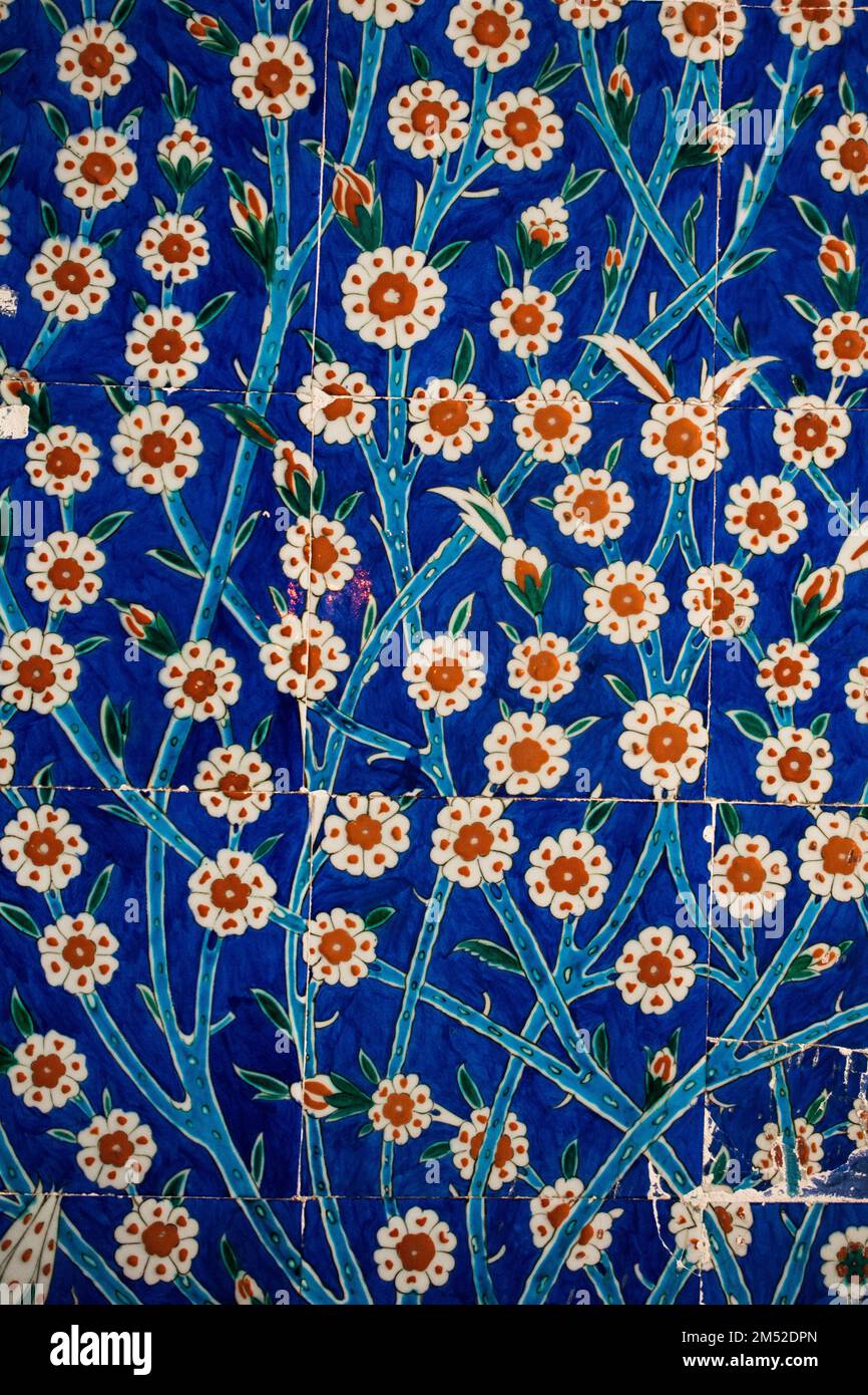 Ottoman ancient Handmade Turkish Tiles with floral patterns Stock Photo ...