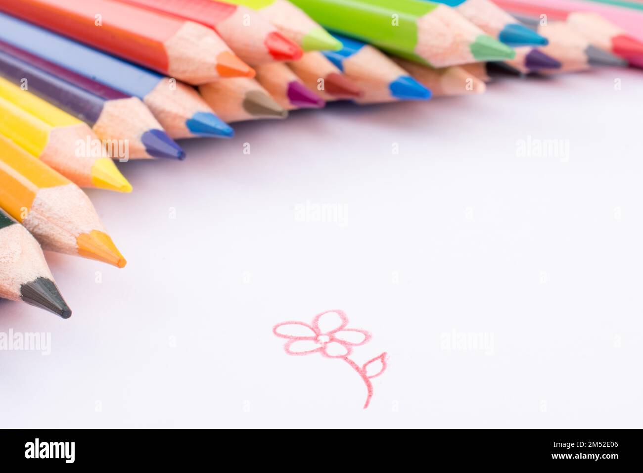 Hand drawing near color pencils on a white background Stock Photo - Alamy