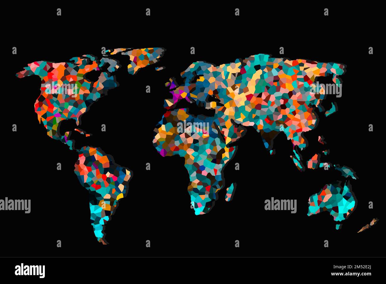 Roughly outlined world map with a colorful background patterns Stock ...