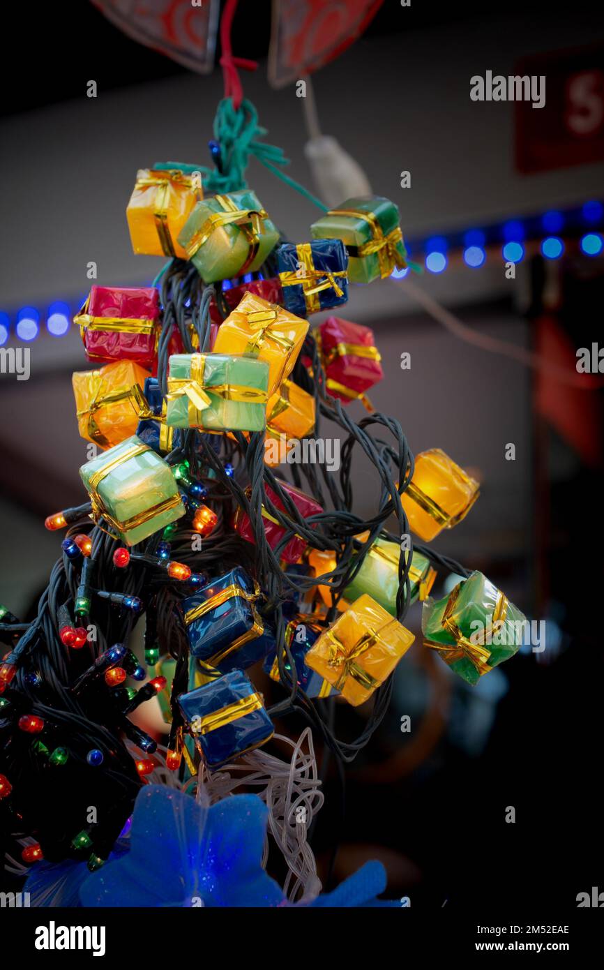 Christmas lights gift boxes hi-res stock photography and images - Alamy