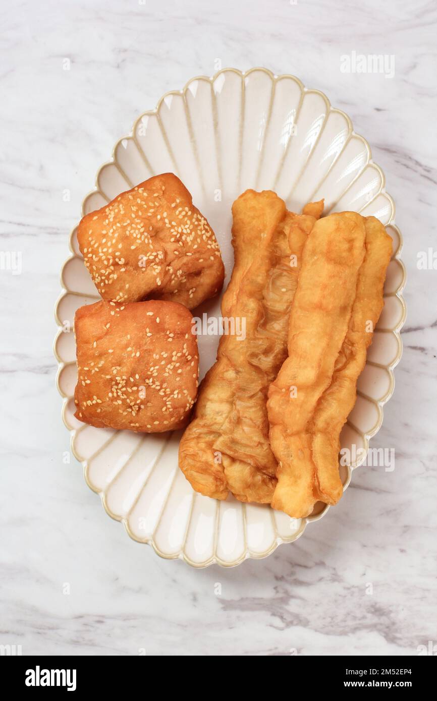 Odading and Cakwe, Savory and Sweet Chinese Bread Stick, Top View Stock ...