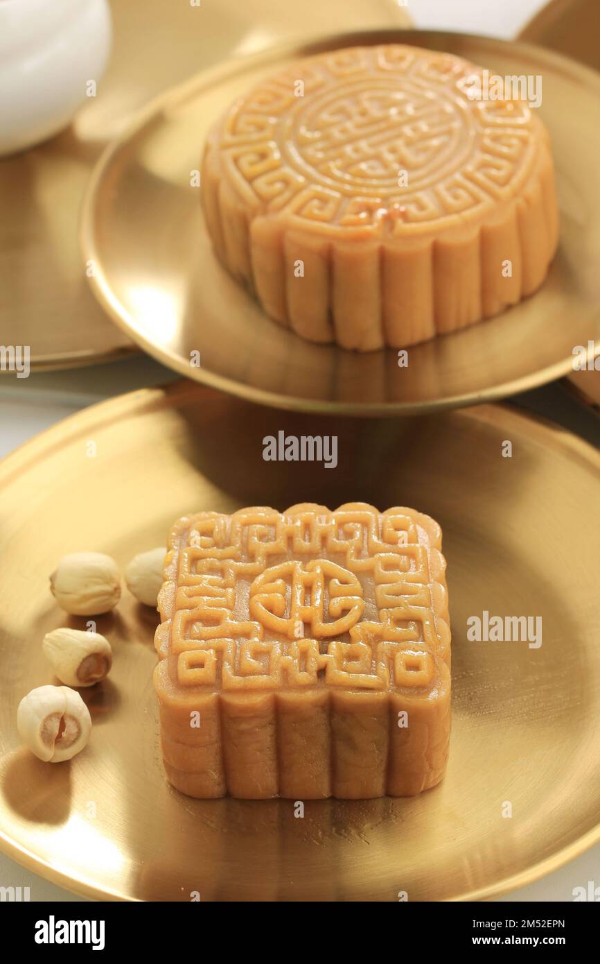 Close Up Square Mooncake for Mid Autumns Festival Stock Photo - Alamy