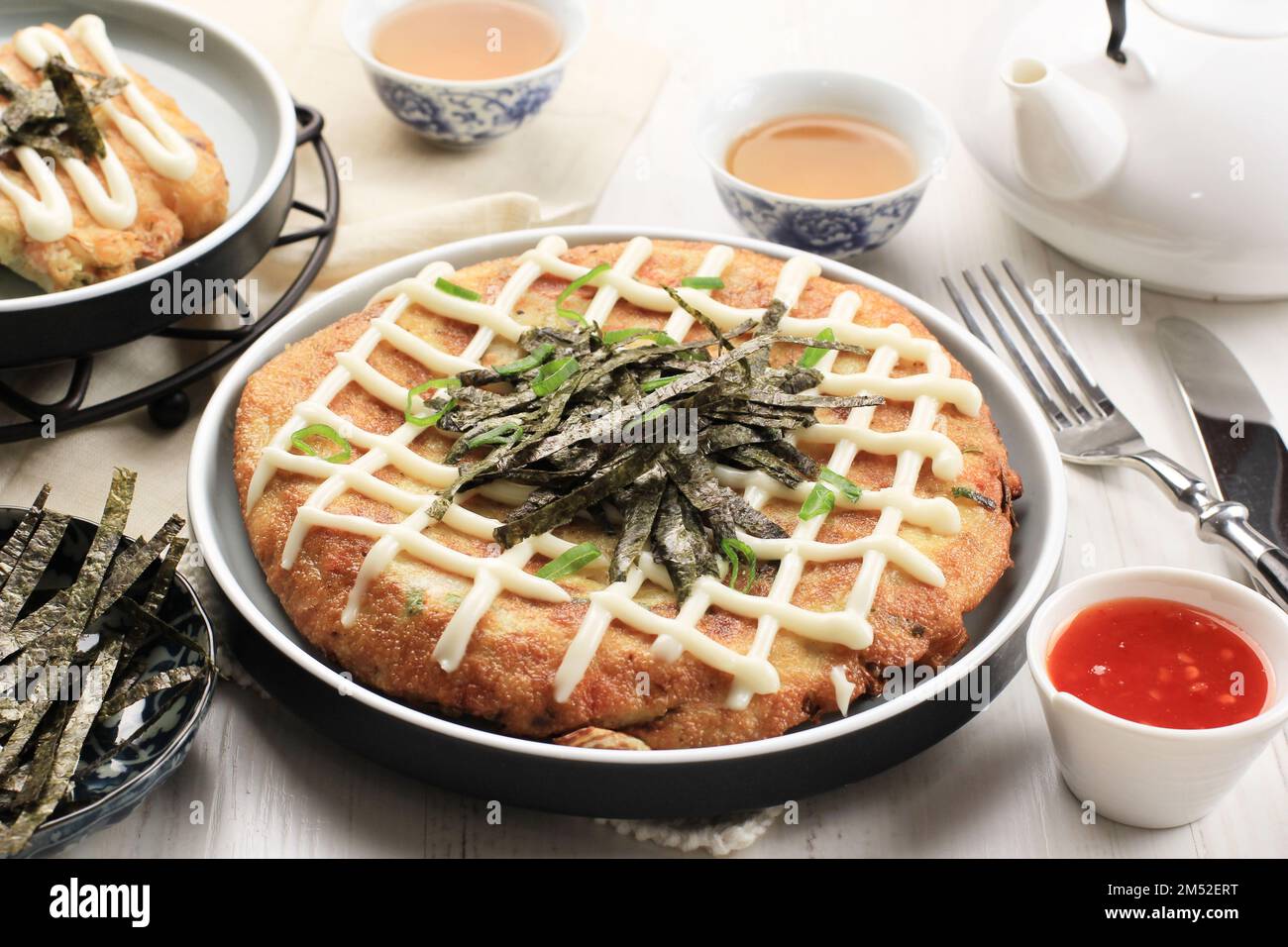 Okonomiyaki, Japanese Savory Style Pizza Pancake. Make from Mix ...