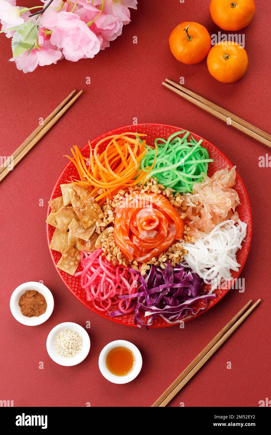 Healthy Delicious Homemade Yee Sang Salad. Colorful Prosperity Toss ...