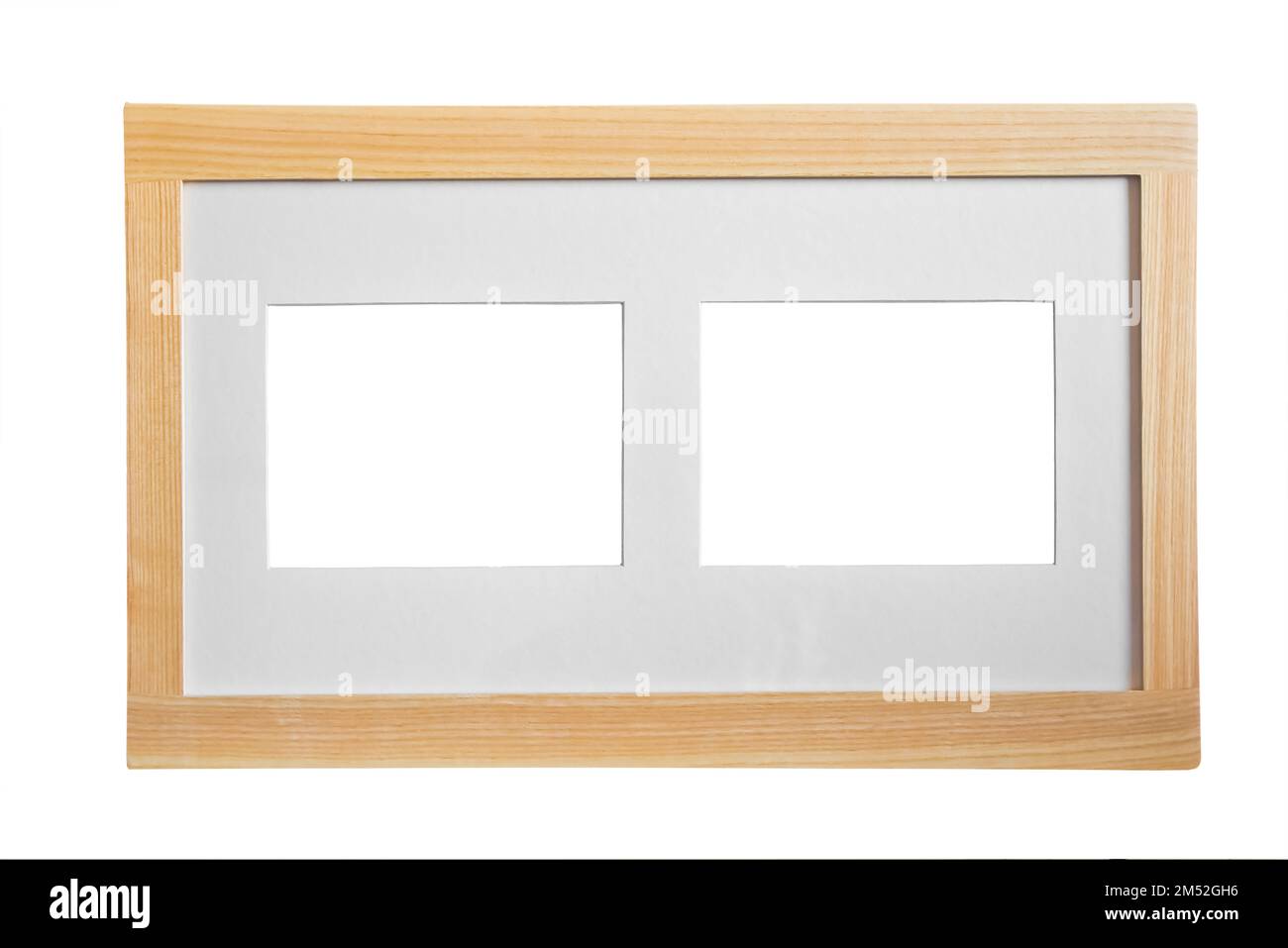 Rectangle pine photo frame with two picture frame mats inside clean ...