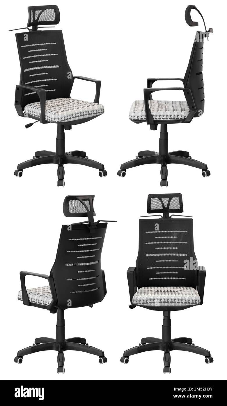 Office computer chair, with a mesh back. Isolated from the background ...