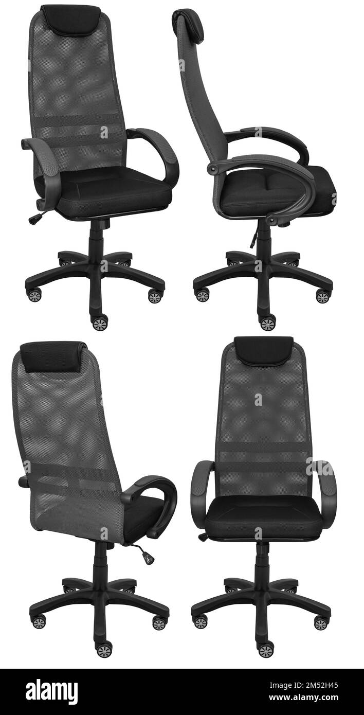 Office computer chair, with a mesh back. Isolated from the background ...