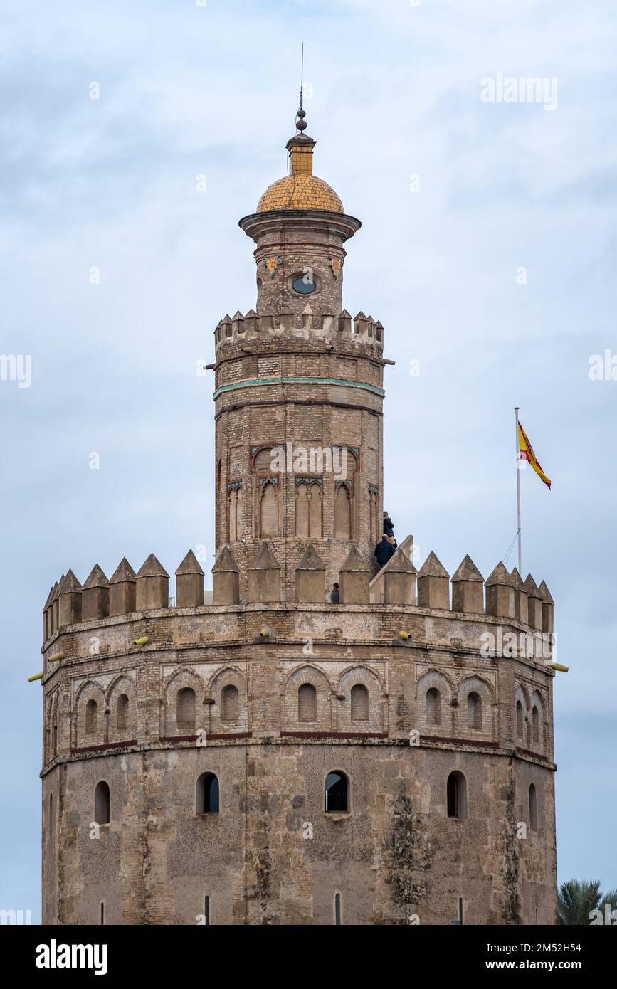 Golden tower Torre del Oro in Seville, Andalusia, Spain on 7 December ...