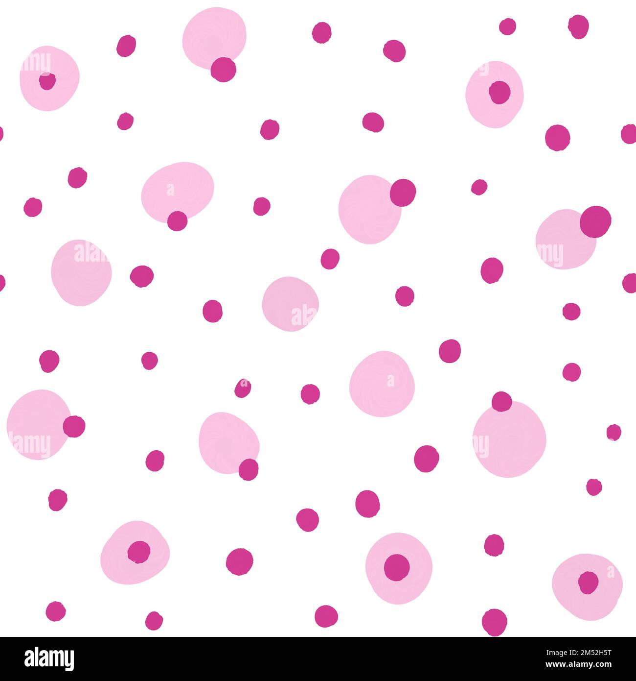 Hand drawn seamless pattern with pink red polka dot round circles ...