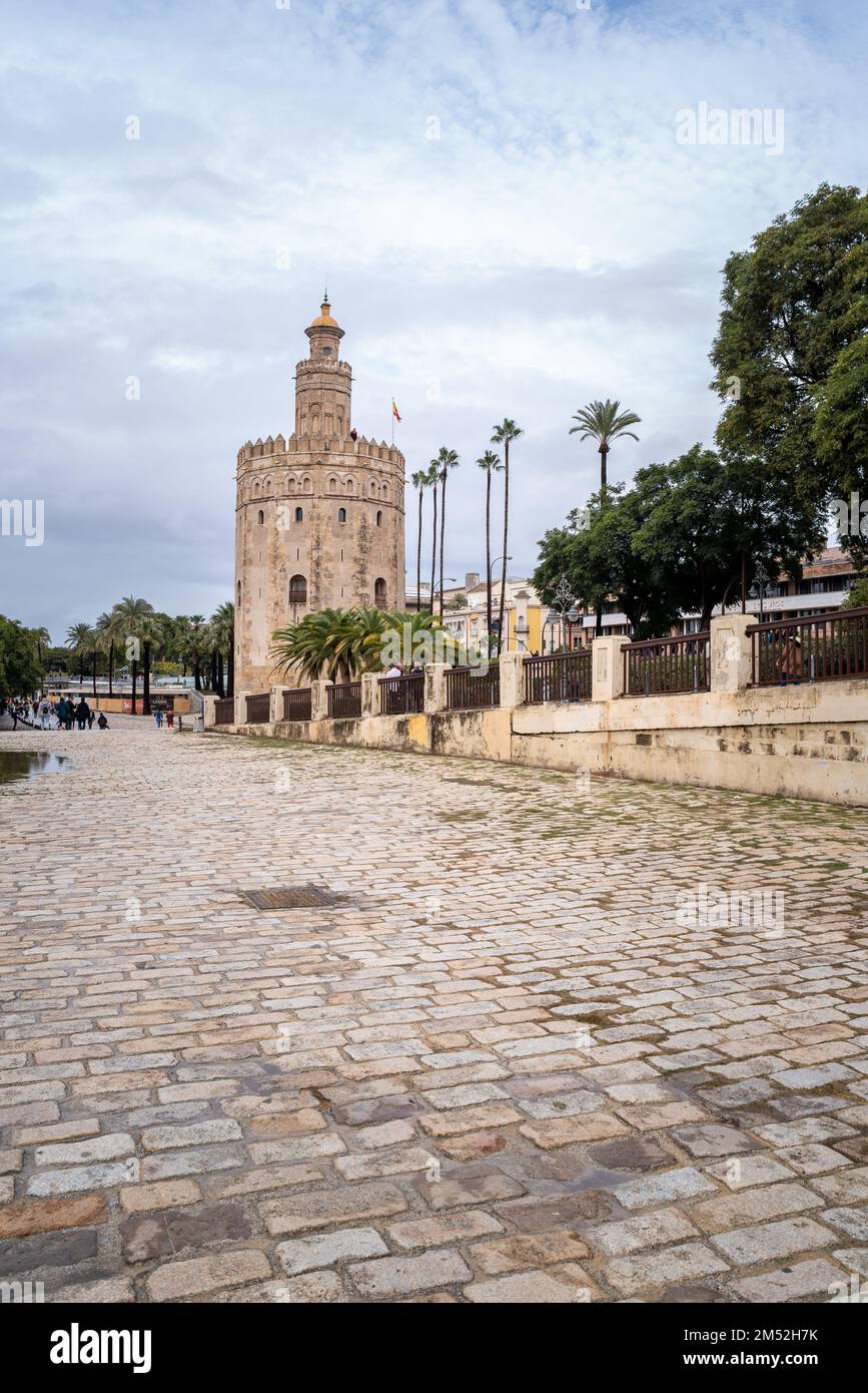 Golden tower Torre del Oro in Seville, Andalusia, Spain on 7 December ...