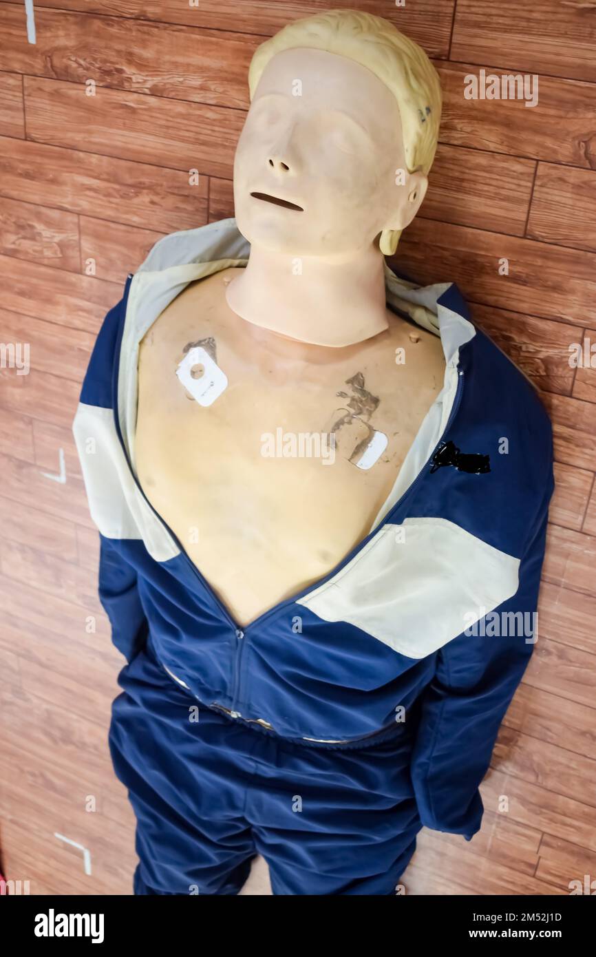 Human dummy lies on the floor during first Aid Training ...