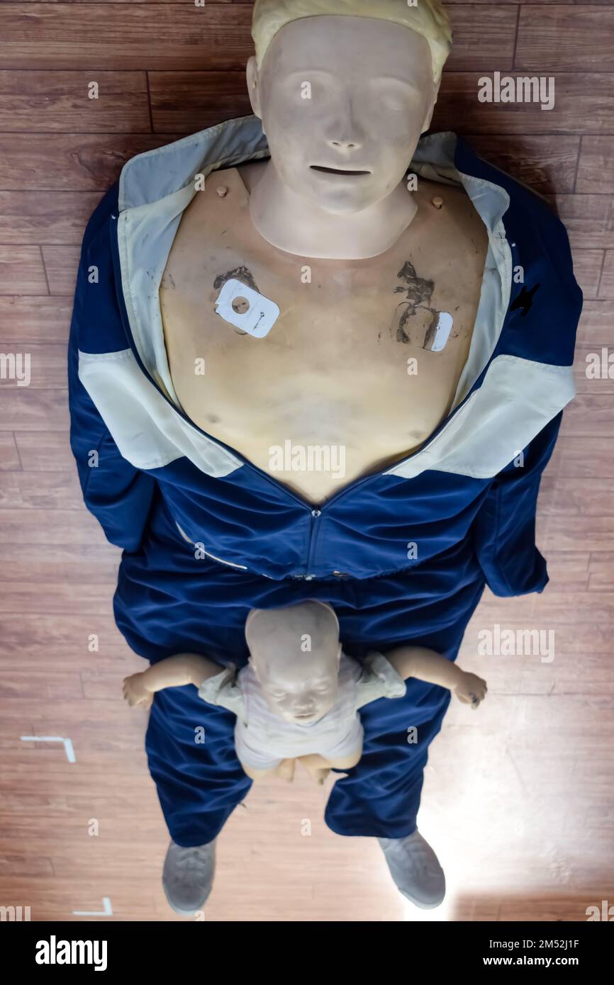 Human dummy lies on the floor during first Aid Training ...