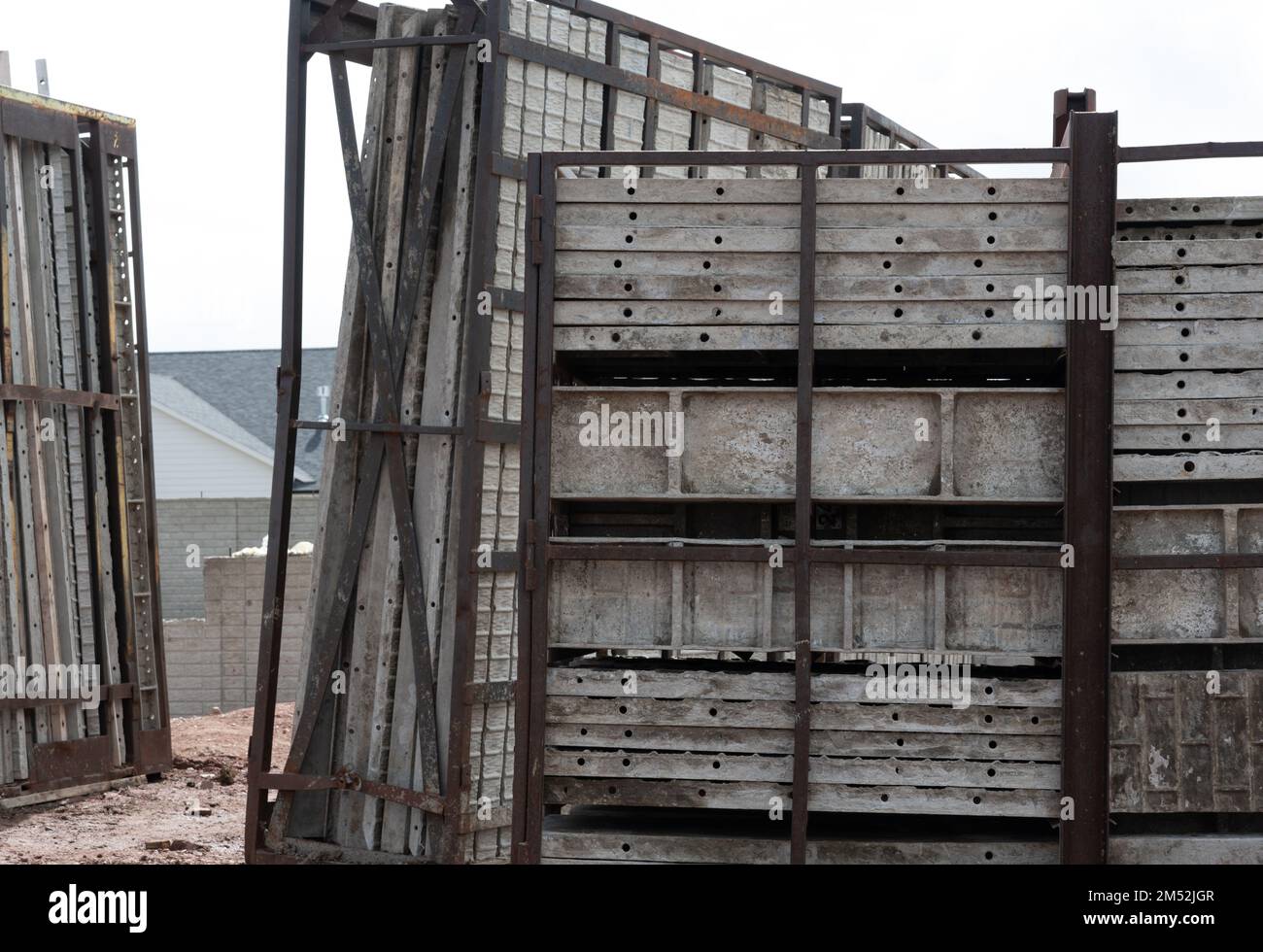 Stacked removable concrete forms for a basement at a residential home ...