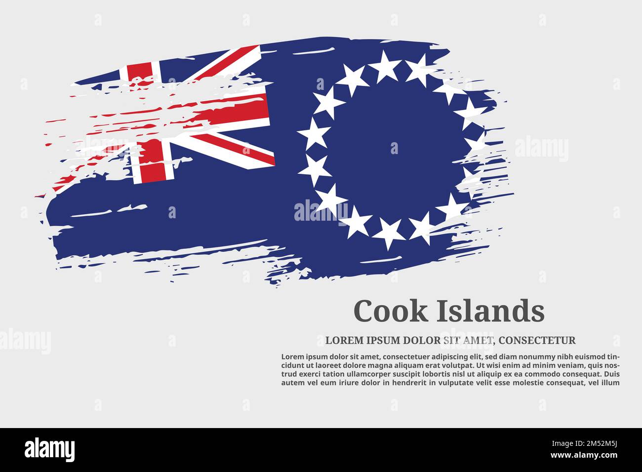 Cook Islands flag grunge brush and text poster, vector Stock Vector ...