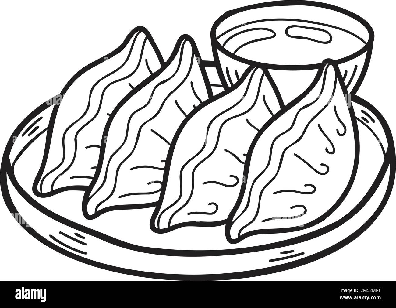 Hand Drawn Gyoza or dumplings Chinese and Japanese food illustration ...
