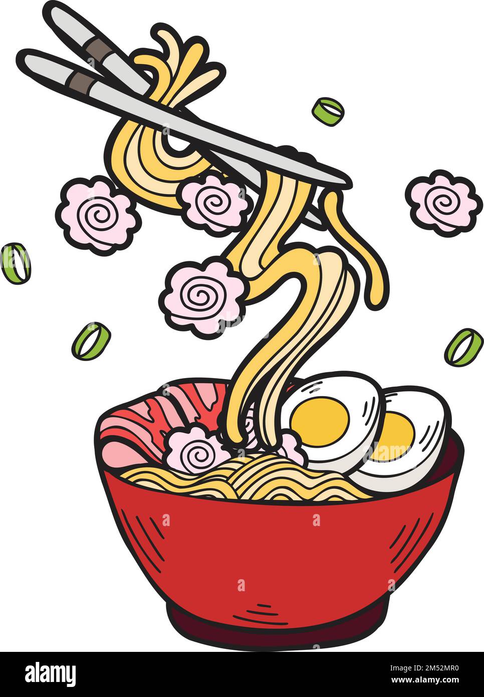 Hand Drawn noodles or ramen Chinese and Japanese food illustration ...
