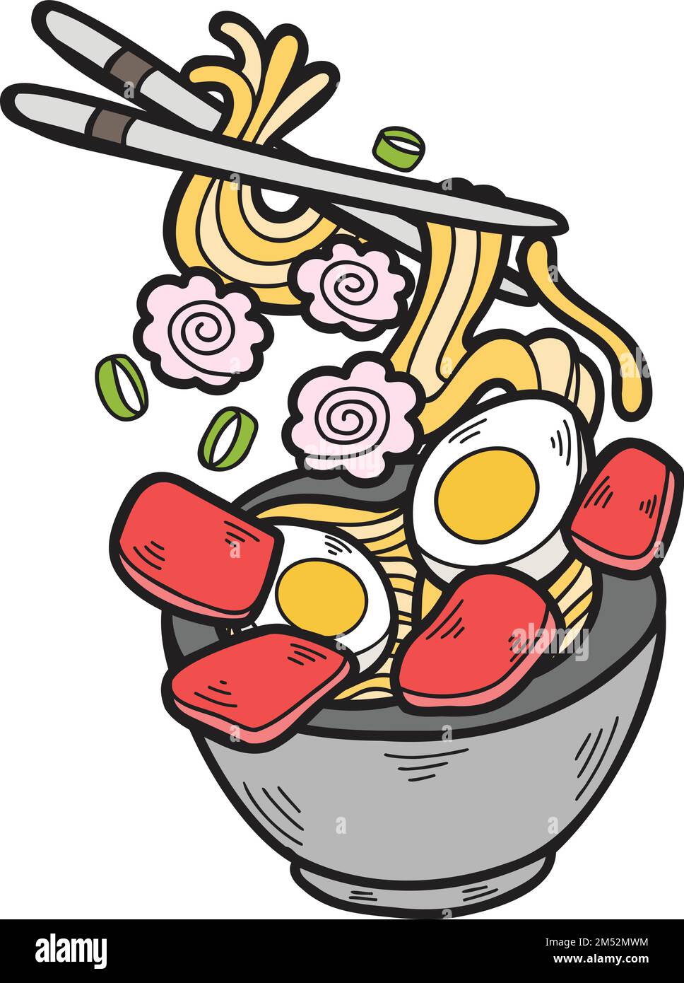 Hand Drawn noodles or ramen Chinese and Japanese food illustration ...