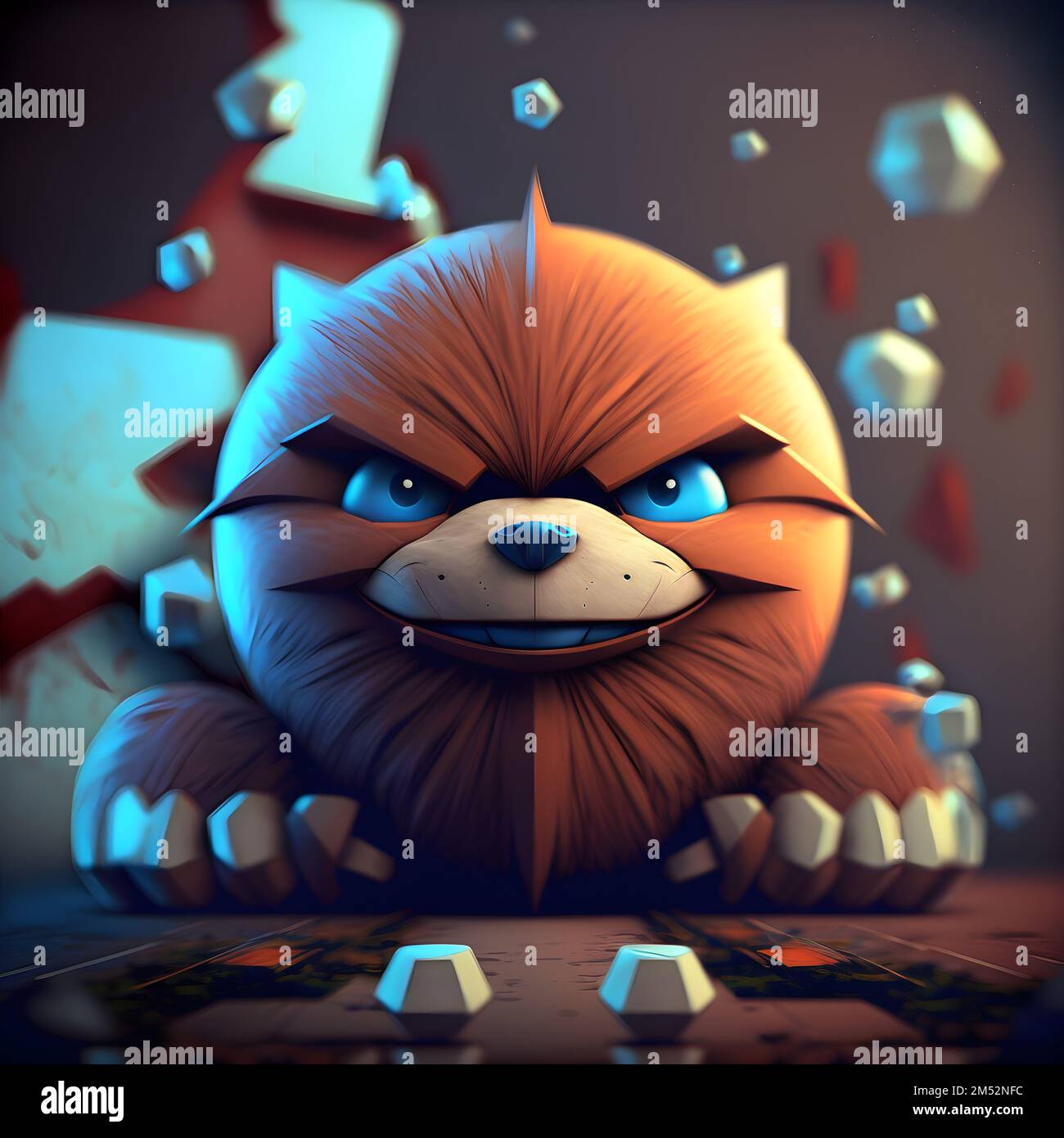 Dog cat cute monster 3D face Stock Photo - Alamy