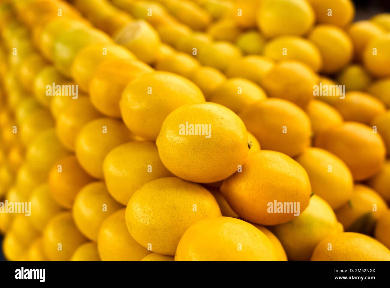 Lemons At Market. Colorful Display Of Lemons In A Market Stock Photo ...