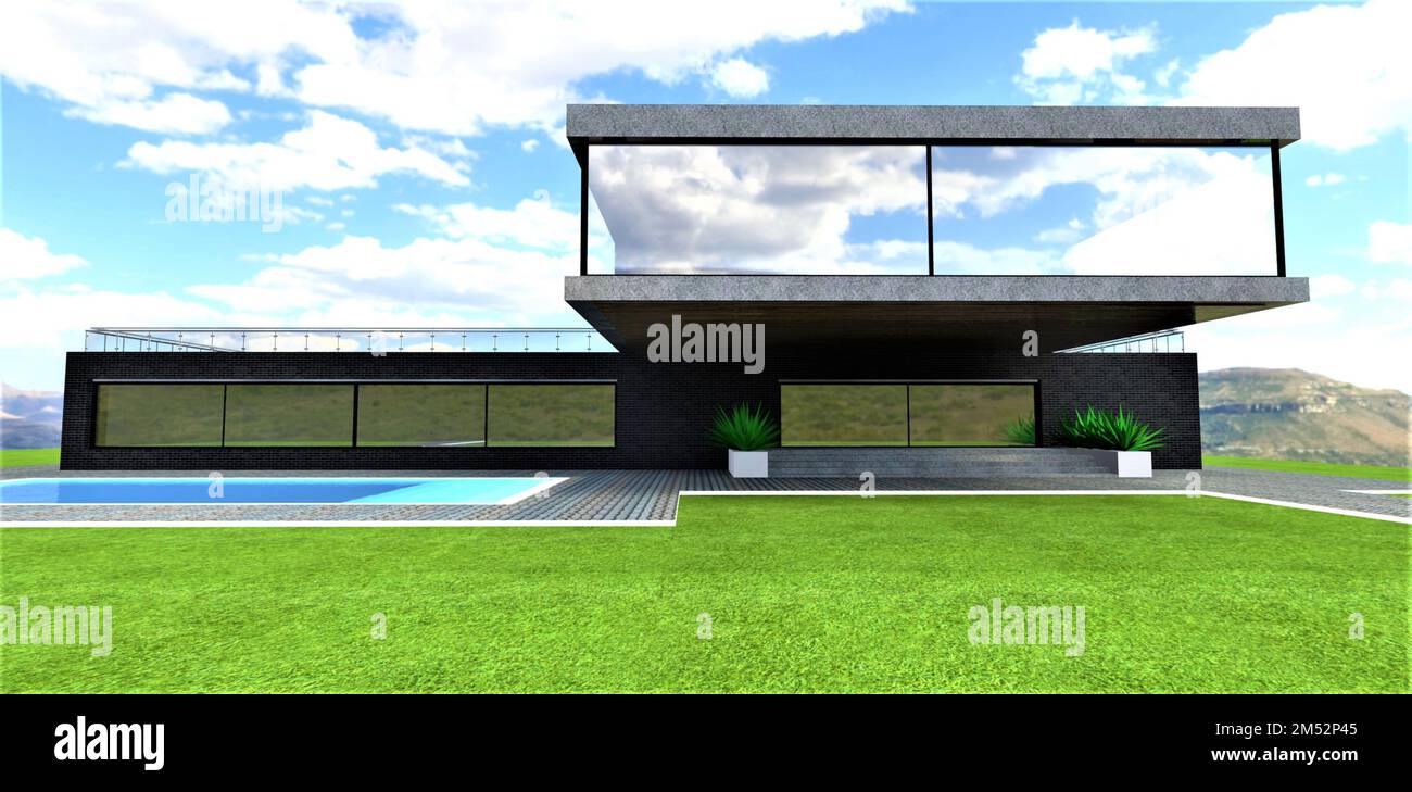 Country house built in the style of traditional architecture. The large ...