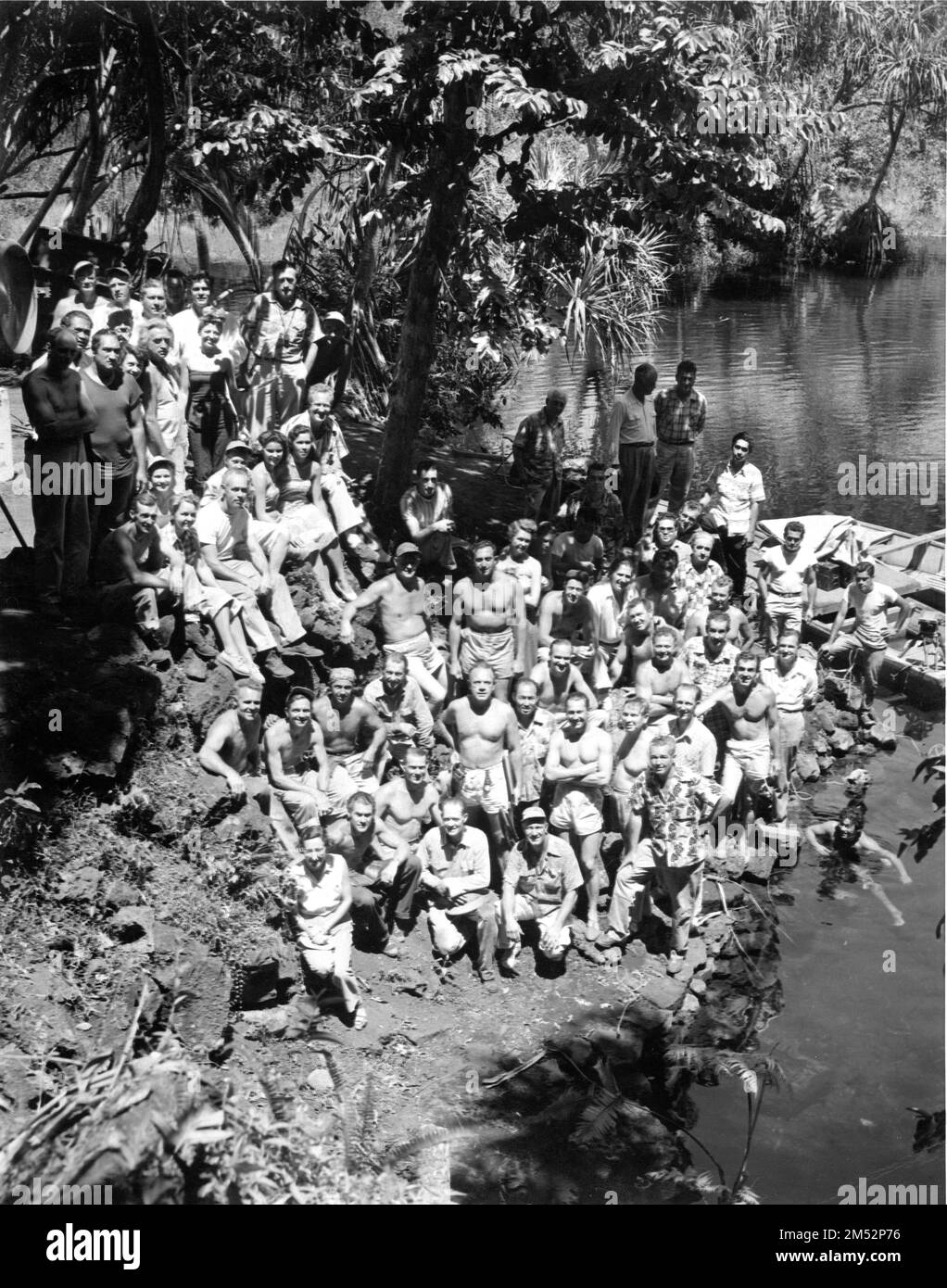Movie Crew and Extras / Doubles on set location candid in Hawaii during ...