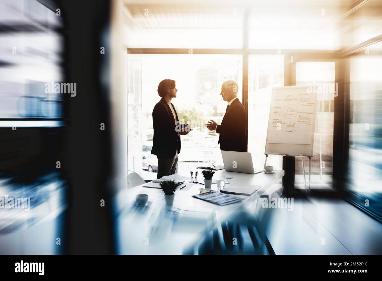 Getting down to serious office discussions. two business colleagues ...