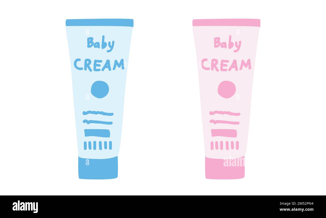 Baby cream tube clipart. Simple cute blue and pink bottle of baby cream ...