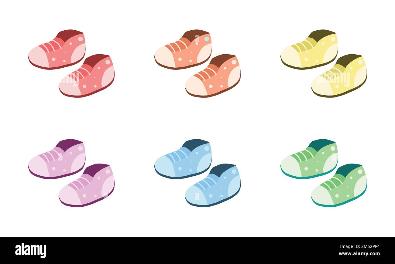 Vector set of colorful baby shoes clipart. Simple cute green baby shoes ...