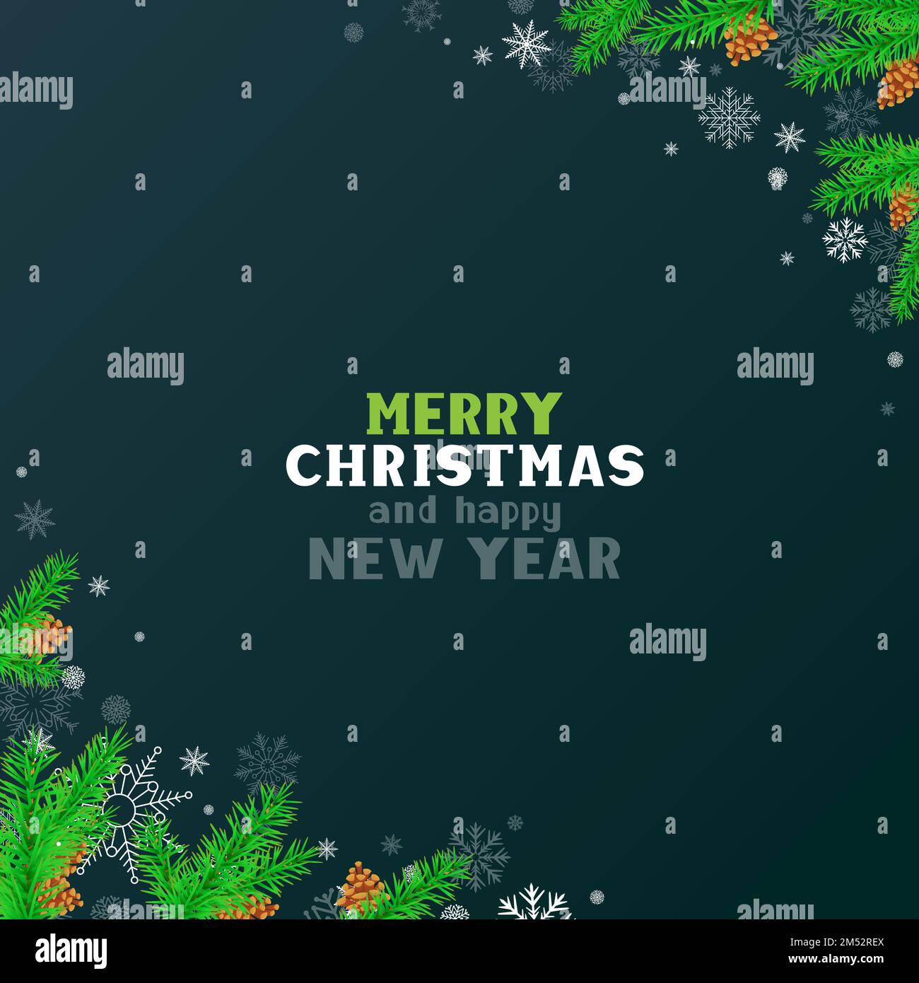 Christmas holiday corner decoration and message Stock Vector Image ...