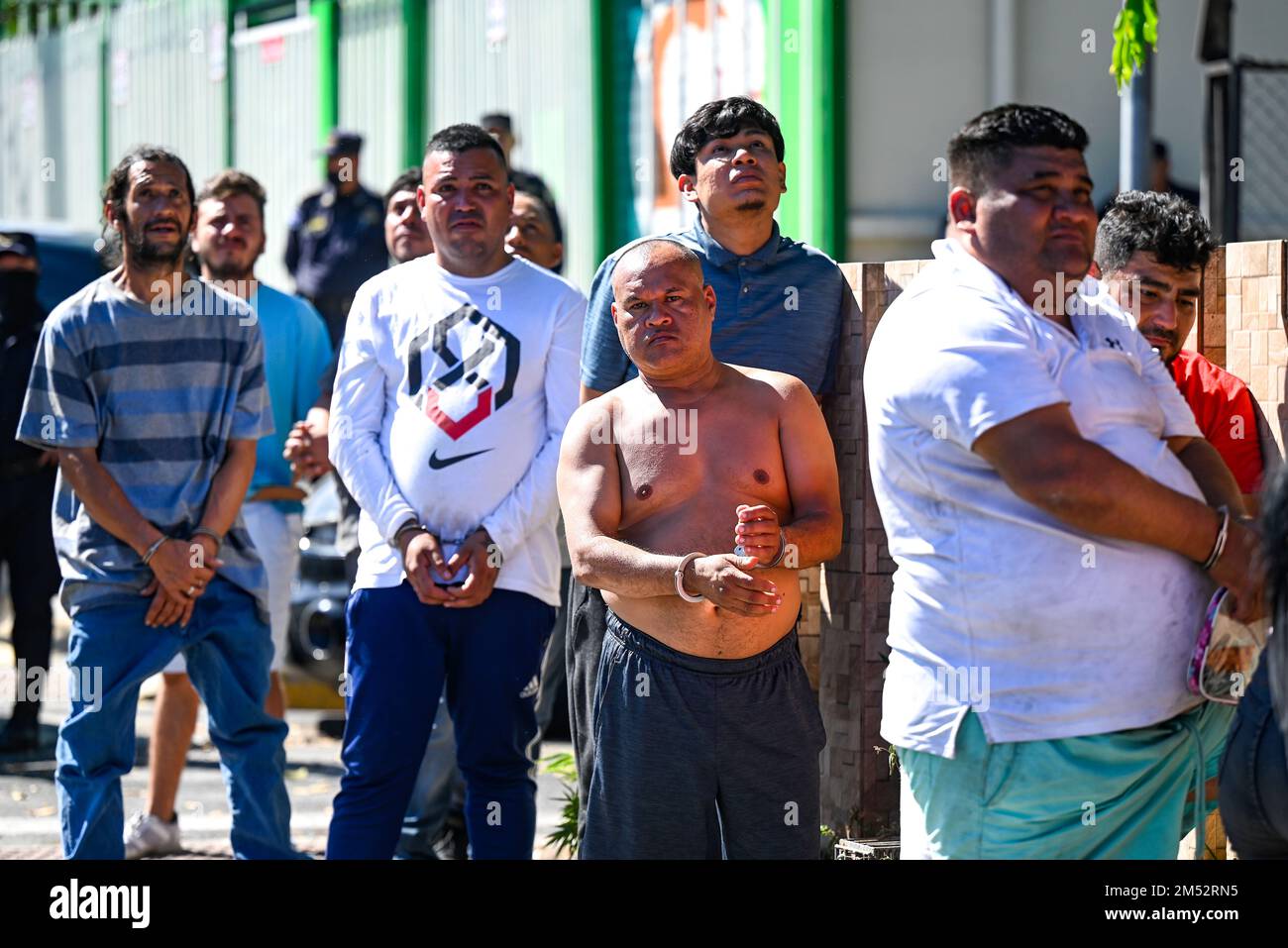 San Salvador, El Salvador. 24th Dec, 2022. Alleged "Barrio 18" gang ...