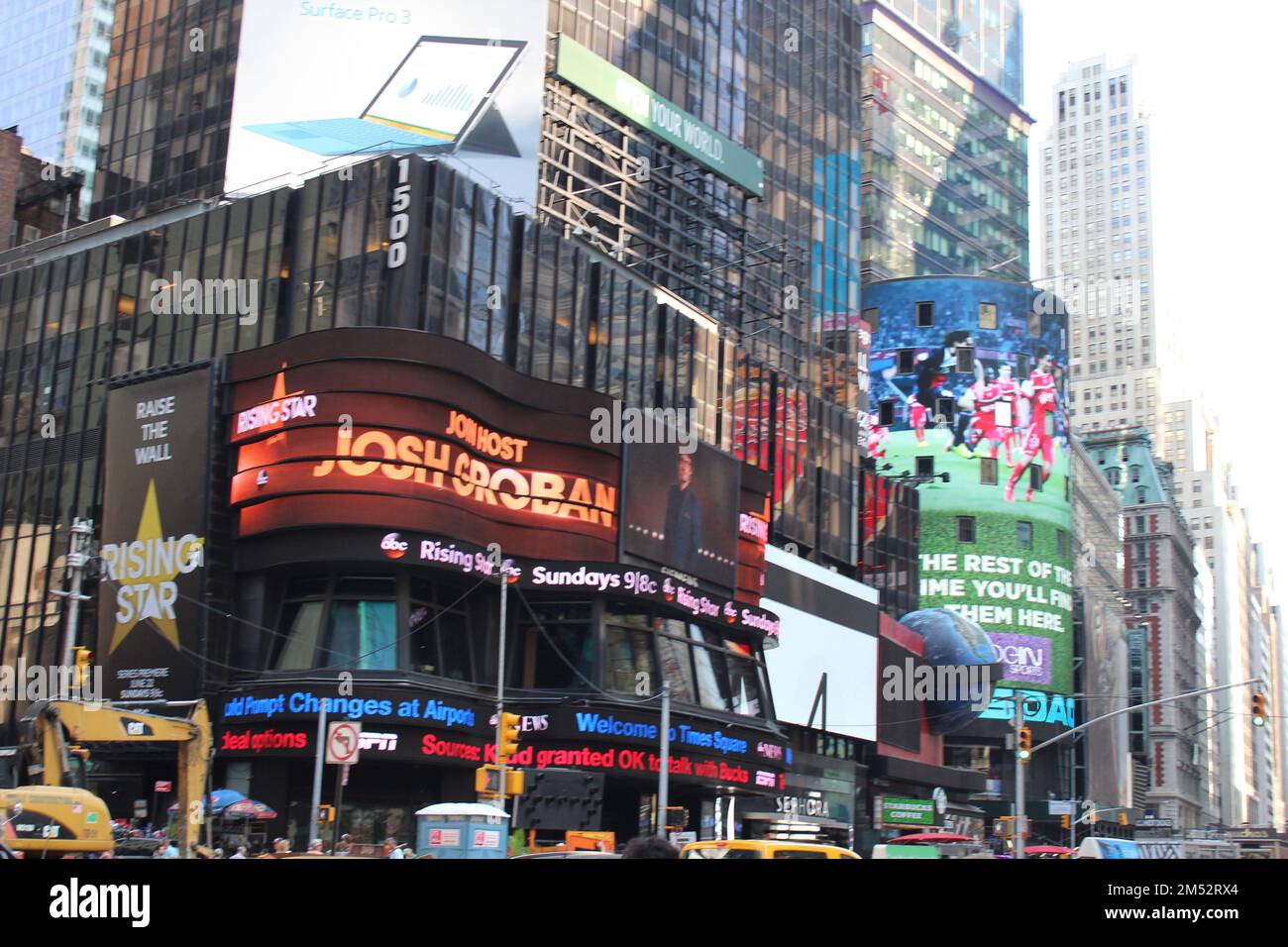 The Times Square with big screens in the central part of Manhattan in ...