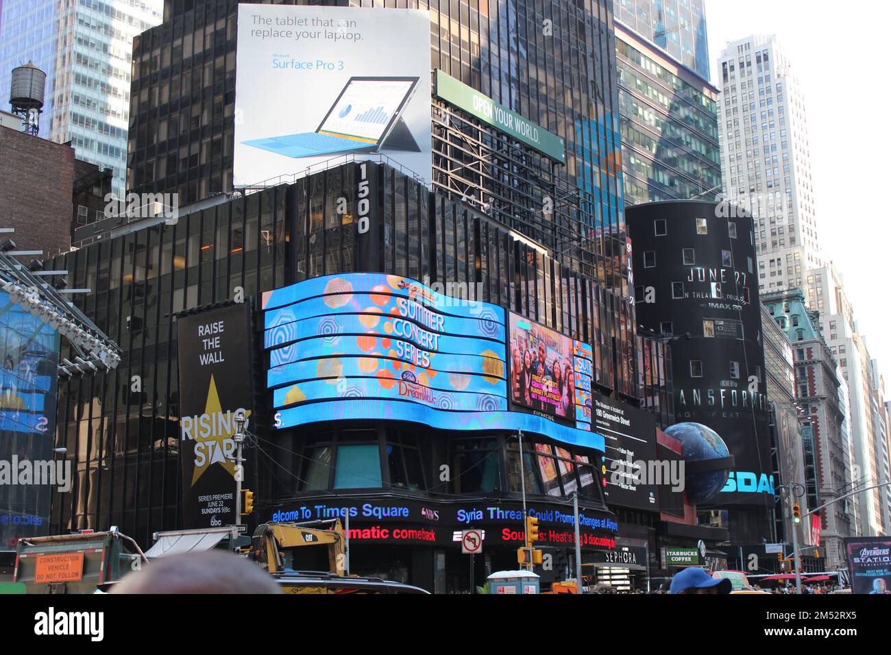 The Times Square with big screens in the central part of Manhattan in ...