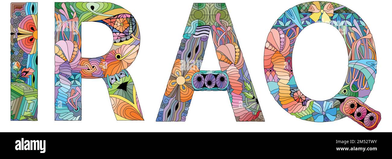 Vector word Iraq. Hand-painted art design. Illustration for t -shirt ...