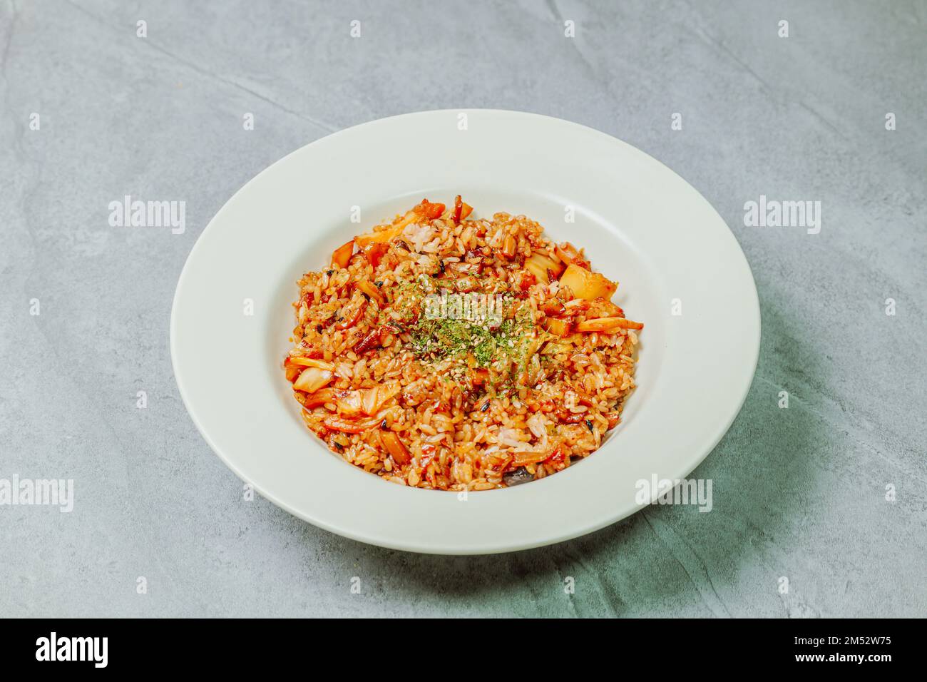 Korean food Kimchi Fried Rice Kimchibokkeumbap, Rice fried with finely ...