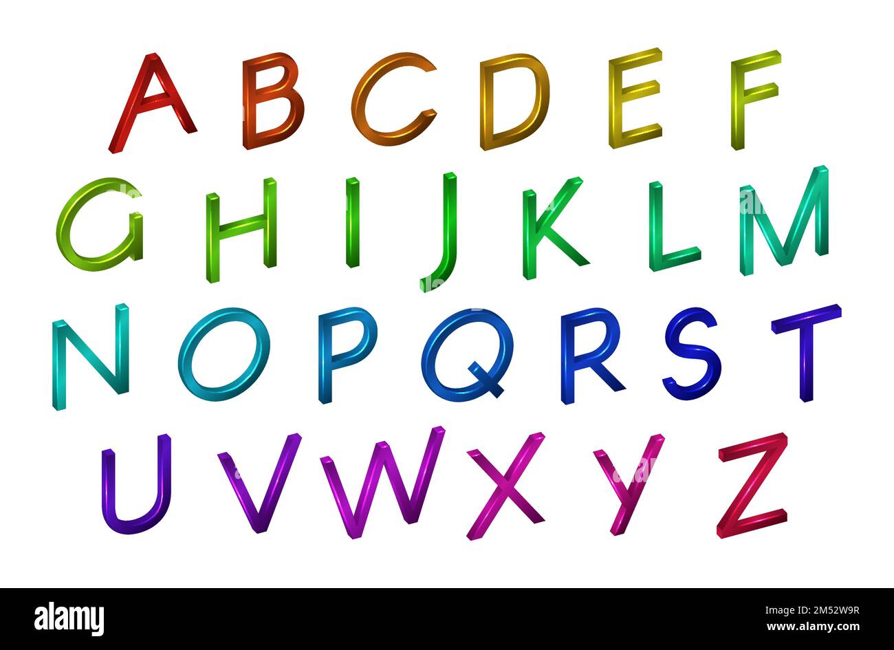 Letters in the colored font isometric style 3D isolated on a ... Letters in the colored font isometric style 3D isolated on a ...