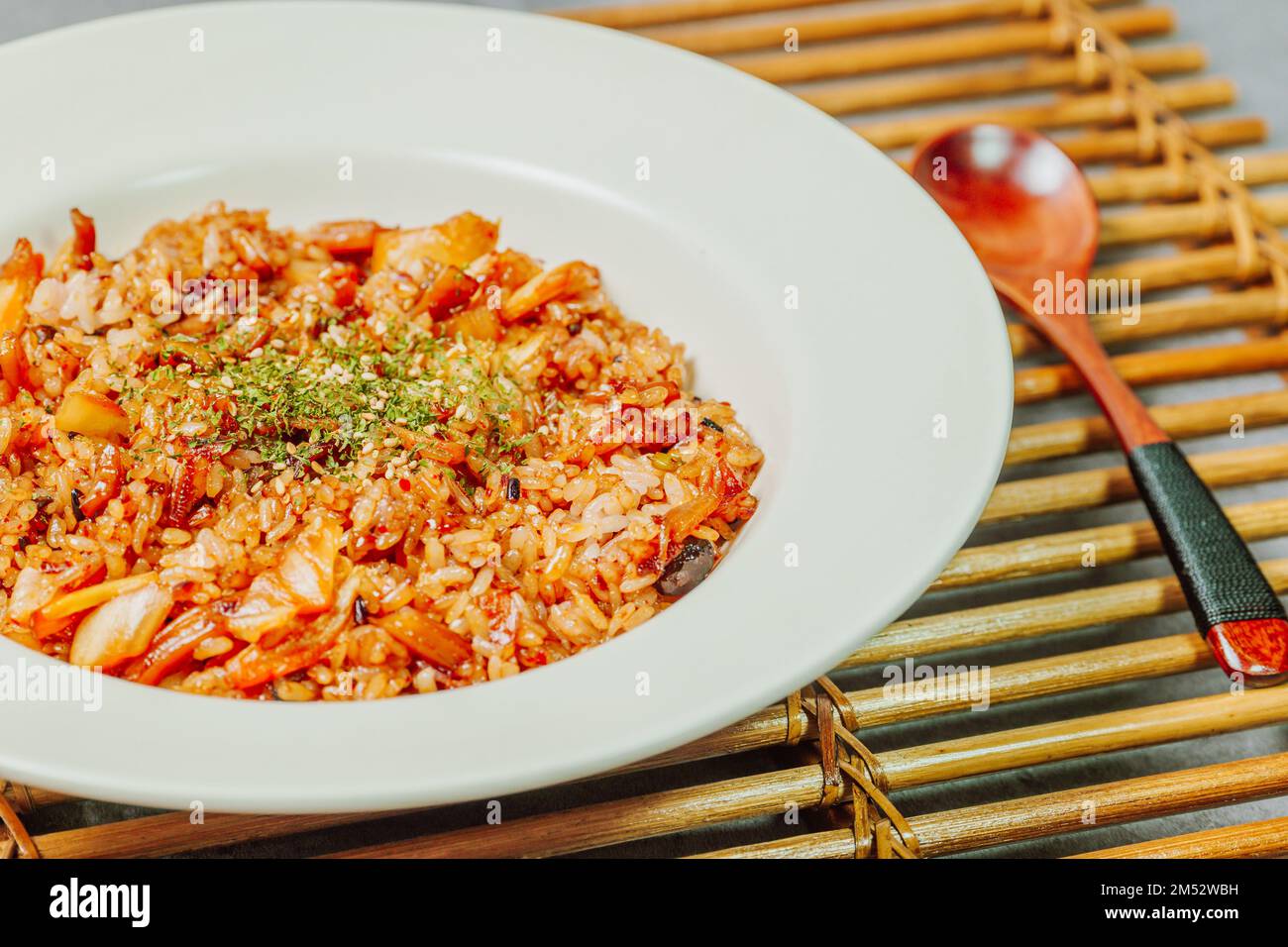 Korean food Kimchi Fried Rice Kimchibokkeumbap, Rice fried with finely ...