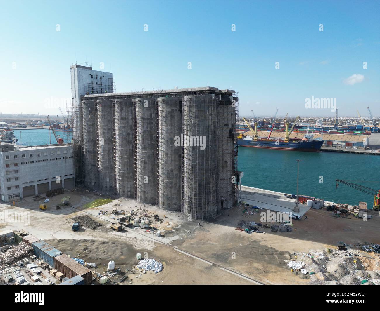 Grain silos appear in Misurata in the maintenance phase, where closed ...