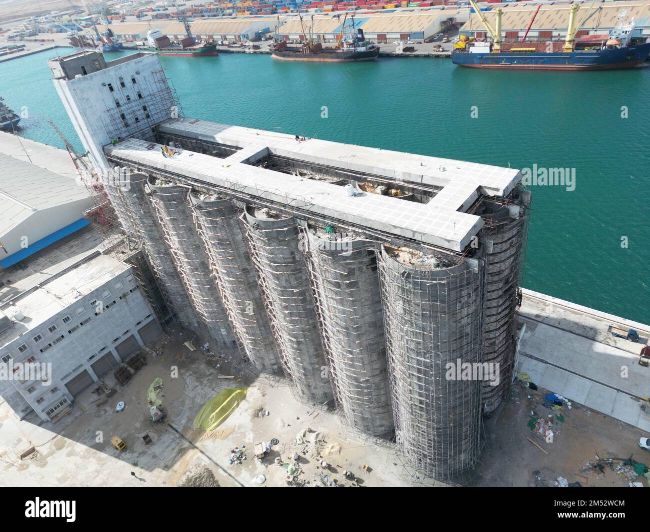 Grain silos appear in Misurata in the maintenance phase, where closed ...