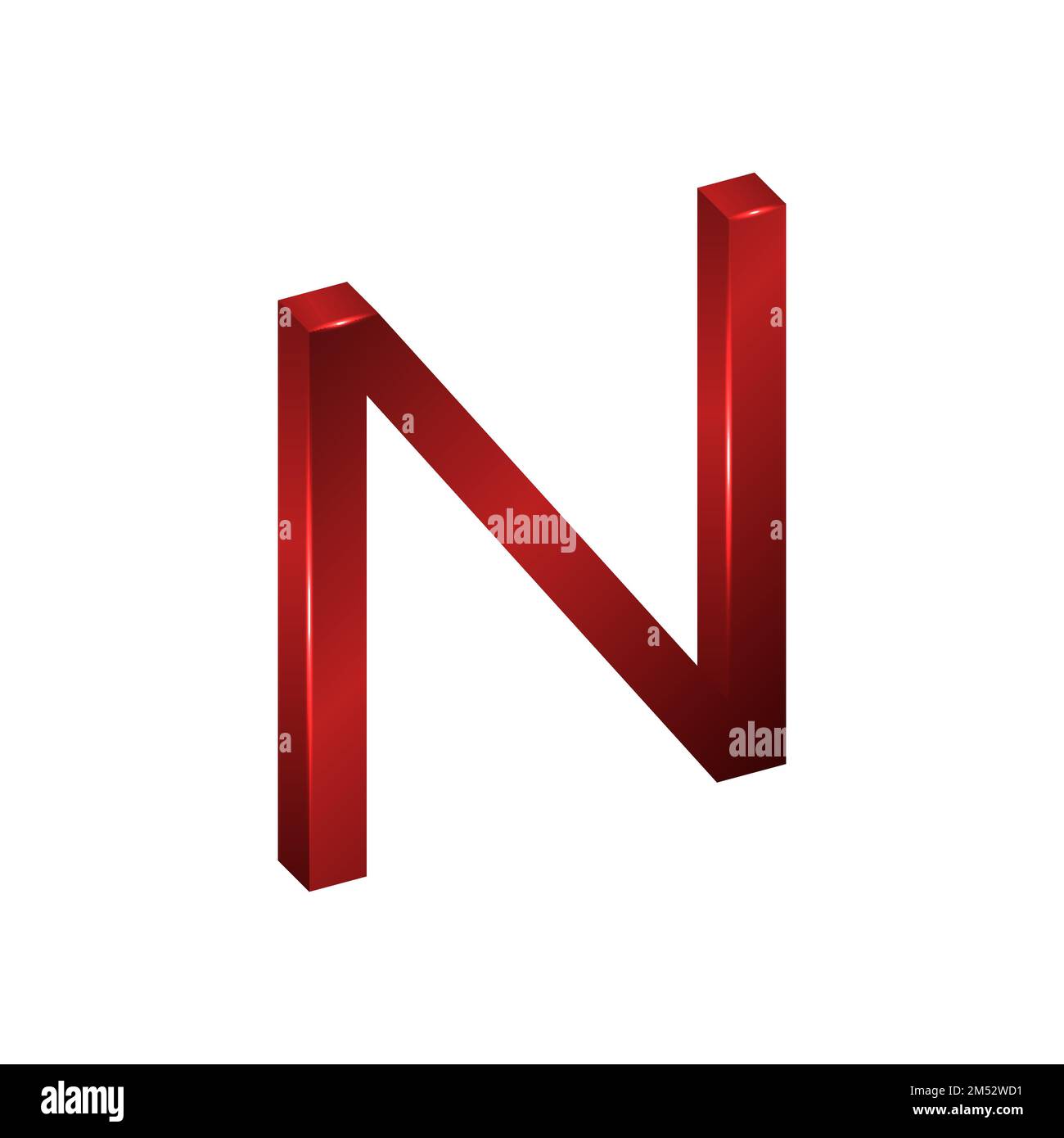 Letter N character in a realistic 3D icon style Vector Illustration ...