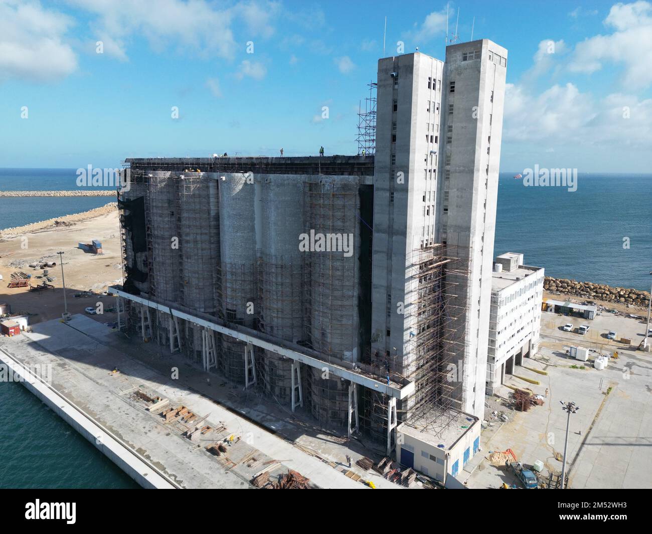 Grain silos appear in Misurata in the maintenance phase, where closed ...