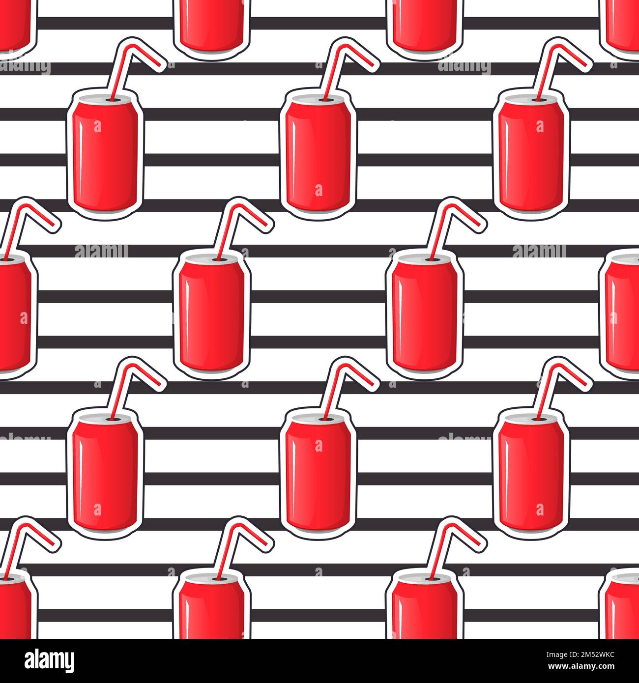 Cola drink in a red cup jar with metal bottle with a stick, isolated ...