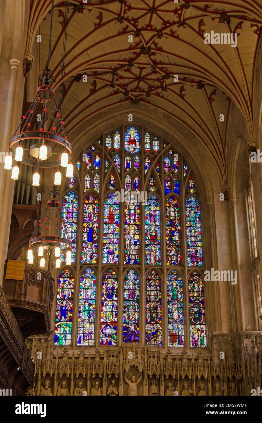 The historic stained glass window over the altar of the Chapel at ...