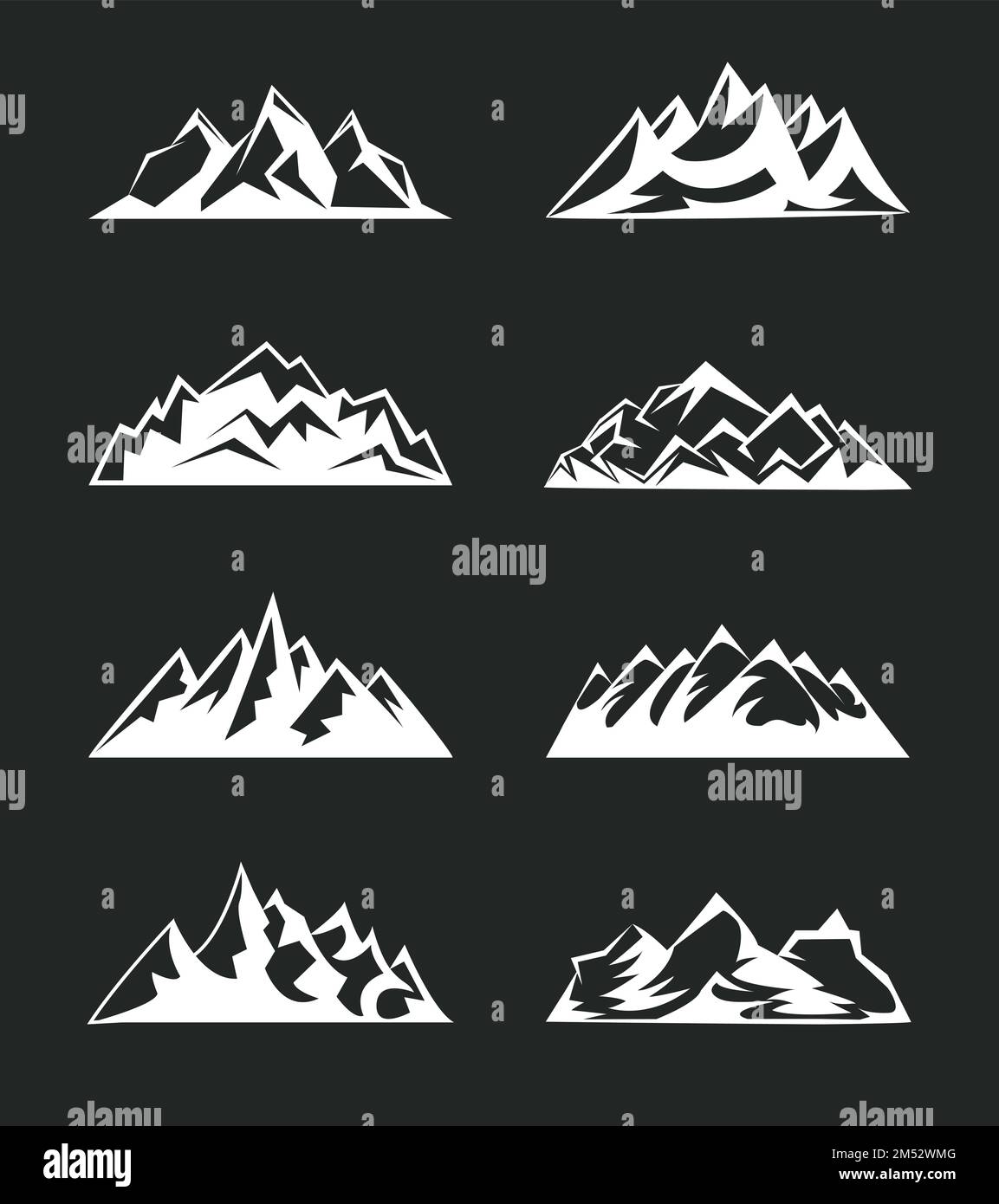 Set Mountains peaks, ski logo design elements icon collection isolated ...
